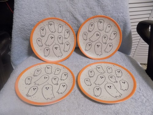 Set Of 4 Halloween Melamine Ghost 7.75' Plates New | eBay