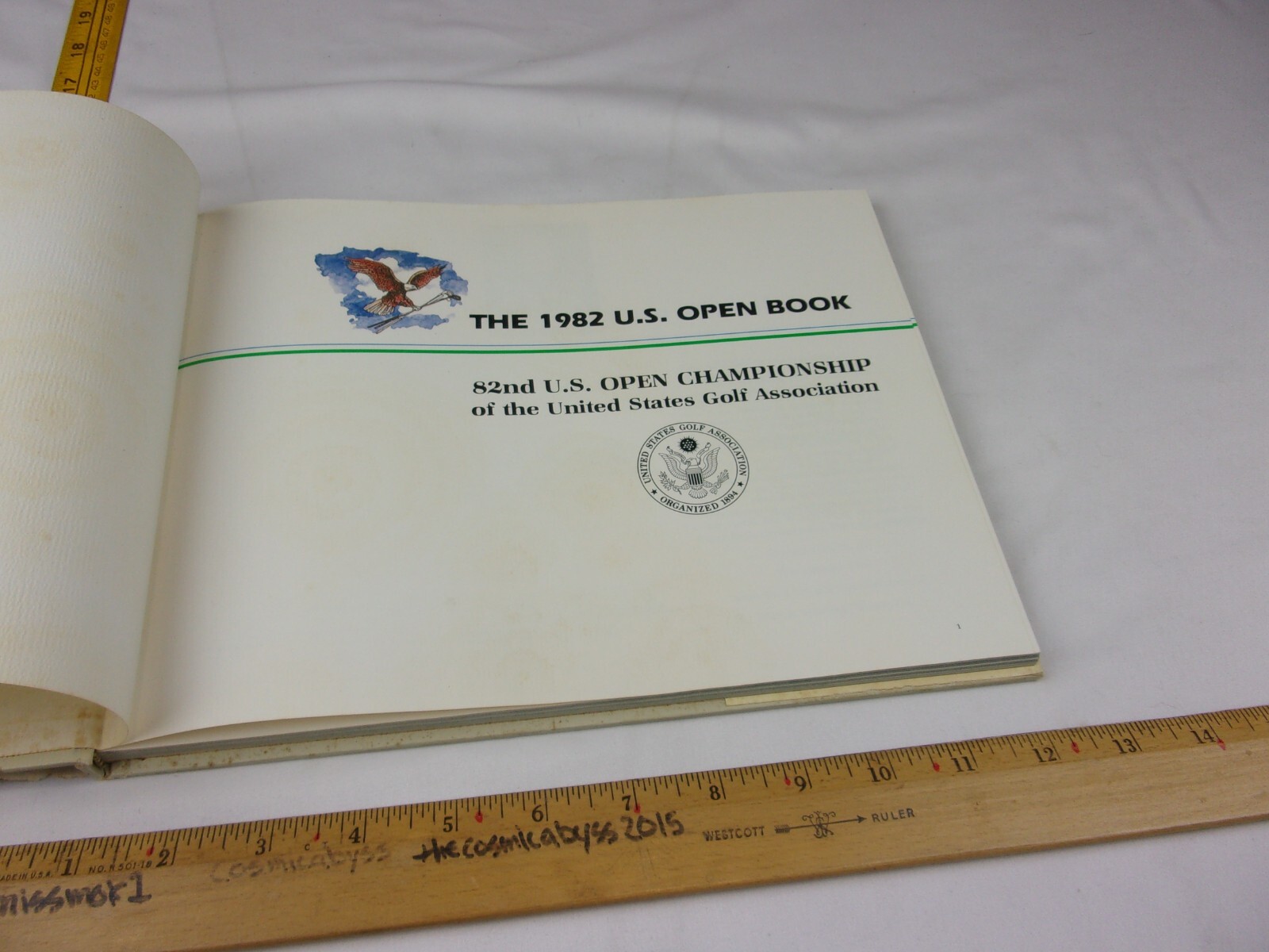 1982 US Open Pebble Beach golf book HC LE w/ stats written inside Clint ...