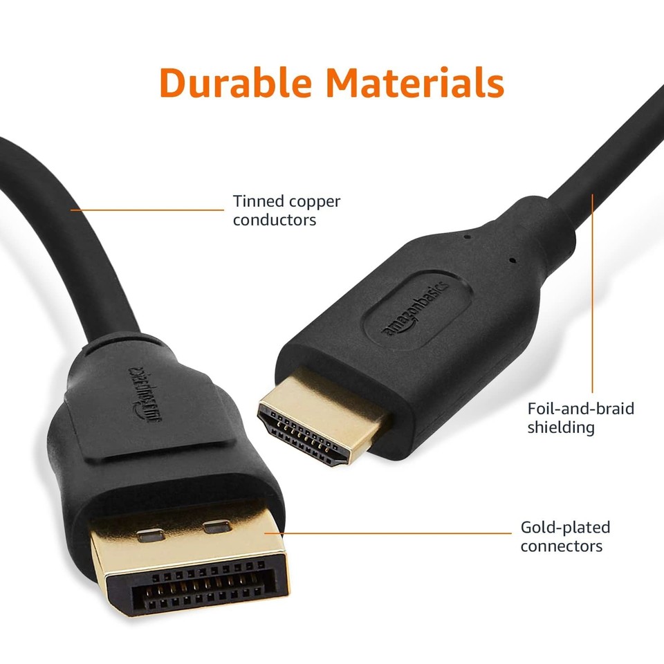 Amazon Basics DisplayPort to HDMI Cable Uni Directional 0.9m Black ...