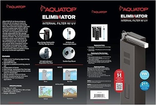 Aquatop Eliminator Internal Filter with UV - 9 Watt | eBay