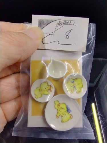 NOS Dollhouse Miniature Ceramic Teddy Bear Child's Nursery Dish Set by ...