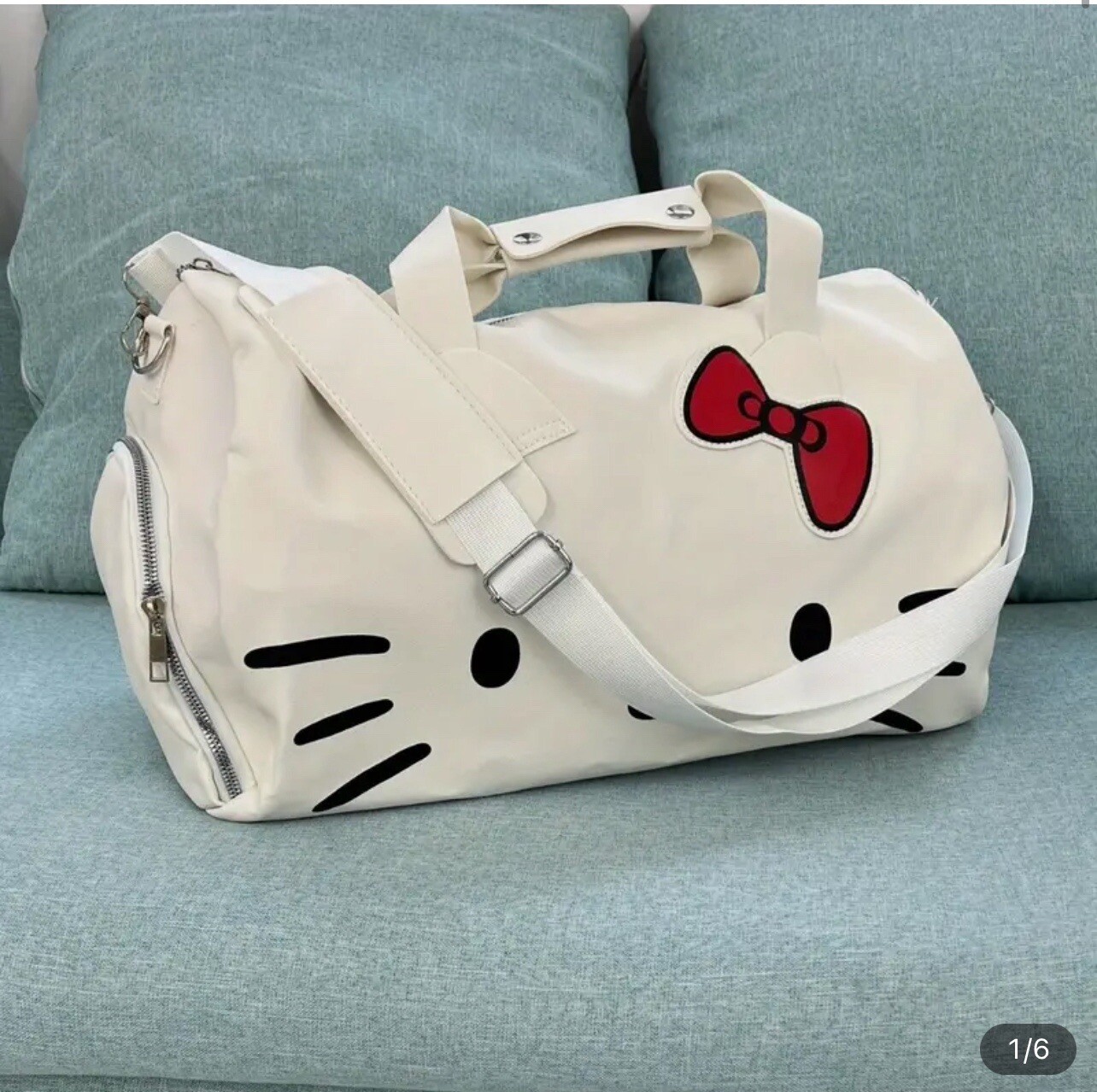 Sanrio Hello Kitty Duffle Bag Travel Luggage White Kawaii Overnight Bag ...