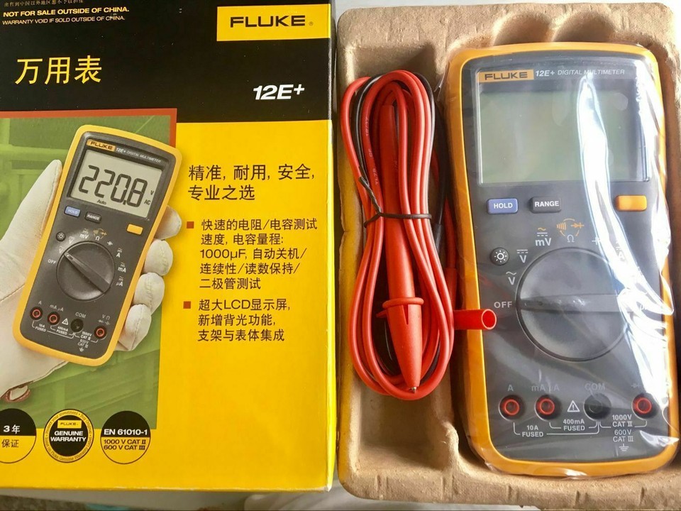 Fluke 12E+ Digital Multimeter AC DC Diode RC Voltage Current Ohm ...