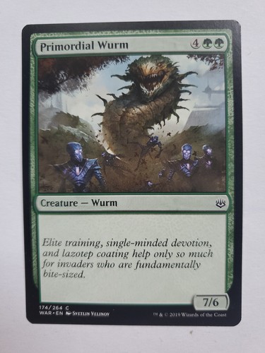 MTG Magic The Gathering Card Primordial Wurm Creature Wurm Green War Of ...