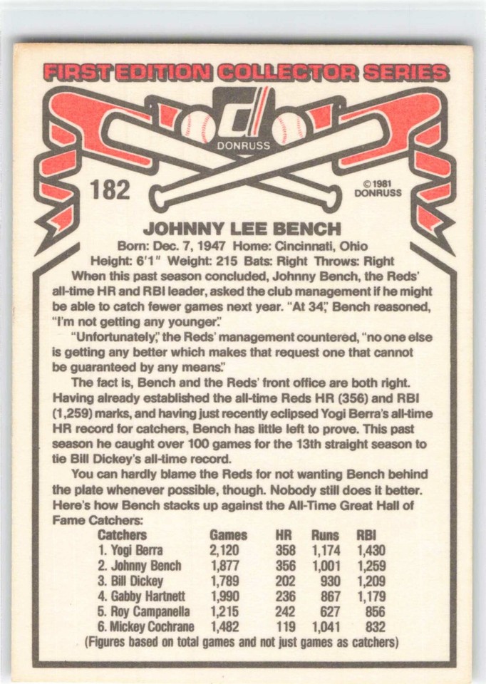 Johnny Bench ⚾️ Cards - You choose the card! - Cincinnati 🔴⚪️ (2 CARD ...