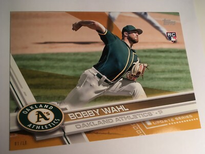 2017 Topps Update Jumbo 5x7 Bobby Wahl A's RC US294 #'d 01/10 Gold | eBay