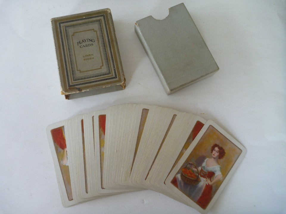 Vintage Linen Playing Cards - Waddingtons Nell Gwyn Card Game - Boxed ...