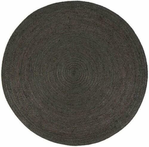 Rug Black Jute Round 100% Handmade Braided Home Decor Rustic Look Rug ...