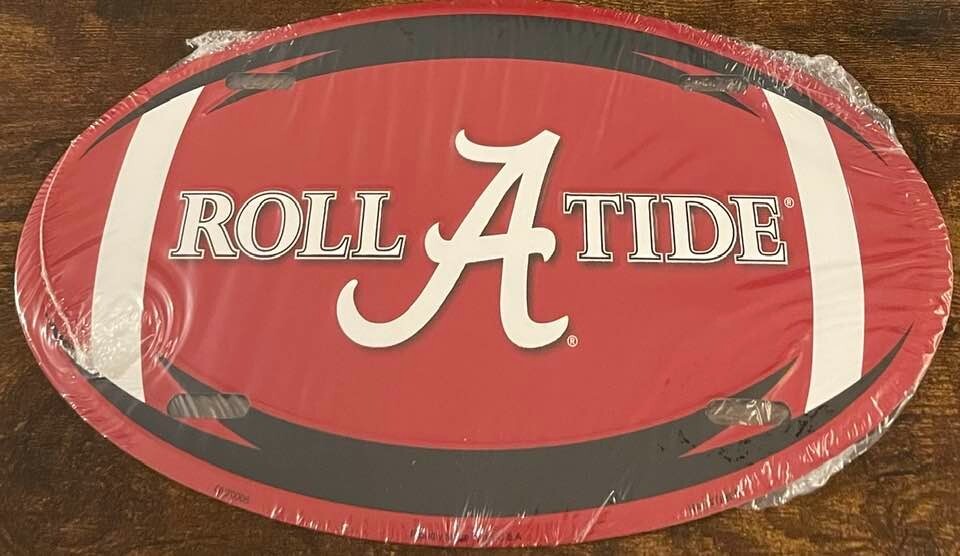 University of Alabama Booster License Plate Football Shaped Roll Tide ...
