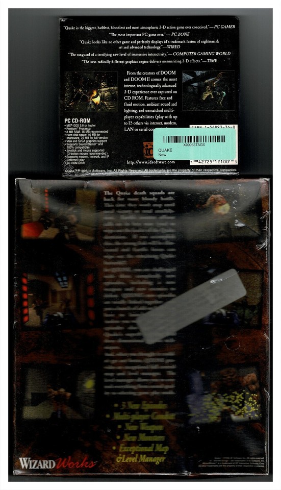 Quake & expansion Q!Zone For Quake PC Both New Original Shooter ...