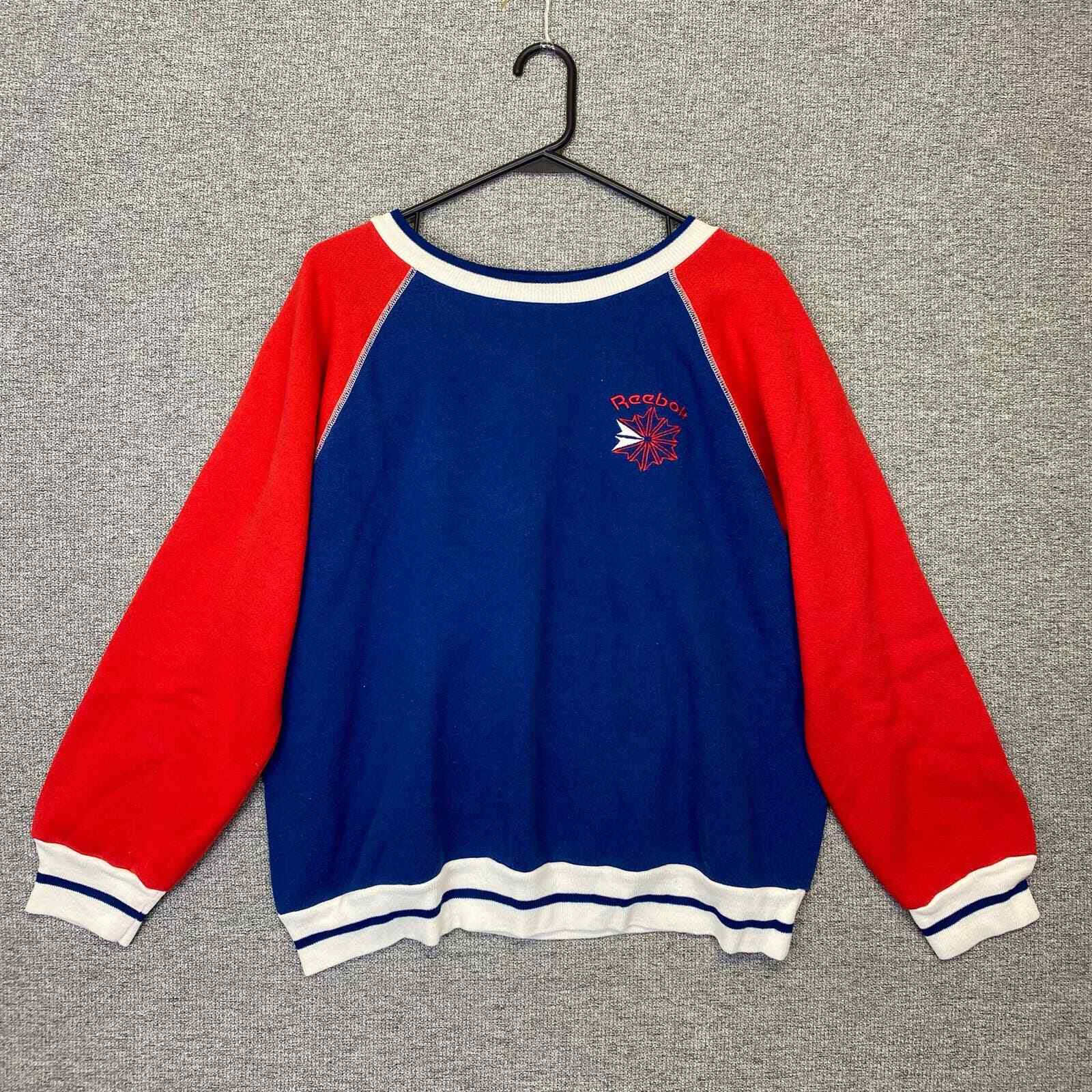 vintage 1980s reebok red white blue sweatshirt crewne… - Gem