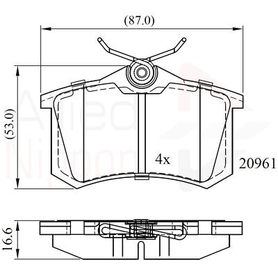 Brake Pads Set For Peugeot 207 1.6 HDi Rear 1607083280 1608520380 ...