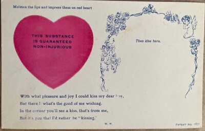 Kissogram Kissing Card Valentines Heart Love Poem Antique Postcard ...