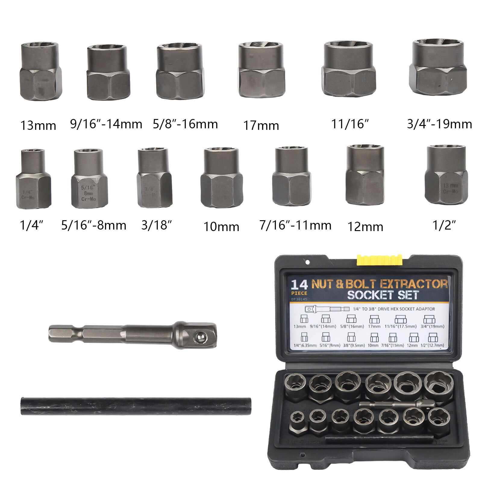 15 Pcs Nut & Bolt Extractor Kit, of Bolt Removal Tool Set, Extractor ...