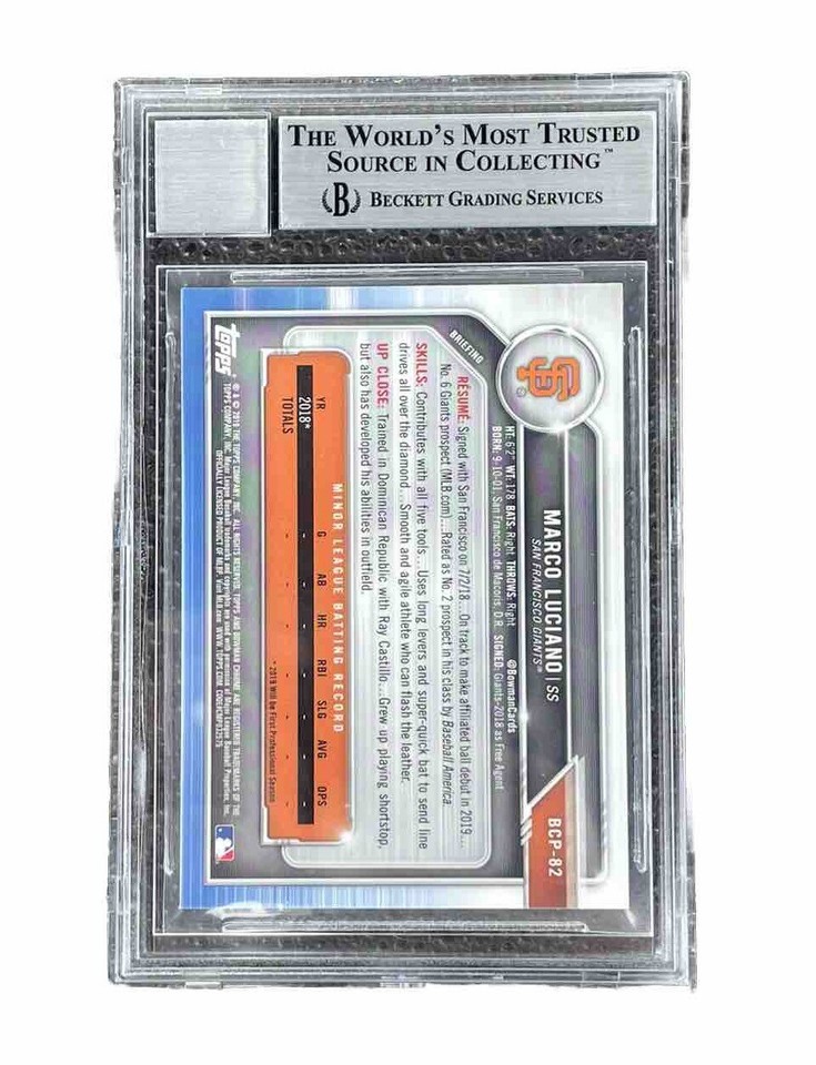 Marco Luciano Signed 1st Bowman Crome Mega Rookie Card BCP-82 Beckett ...