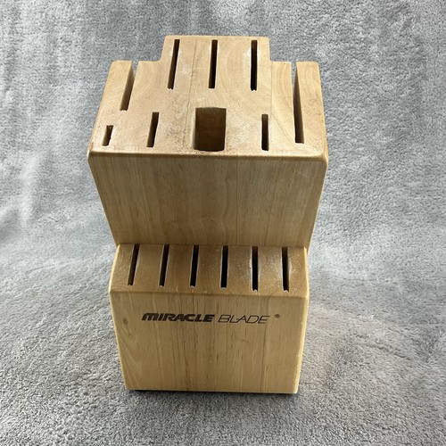 Miracle Blade III Wooden Knife Block 15 Slot Natural Finish Block Only ...