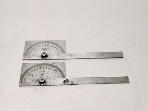 Lot of (2) Vitg Starrett No. 183 Steel Protractors Protractor Machinist ...