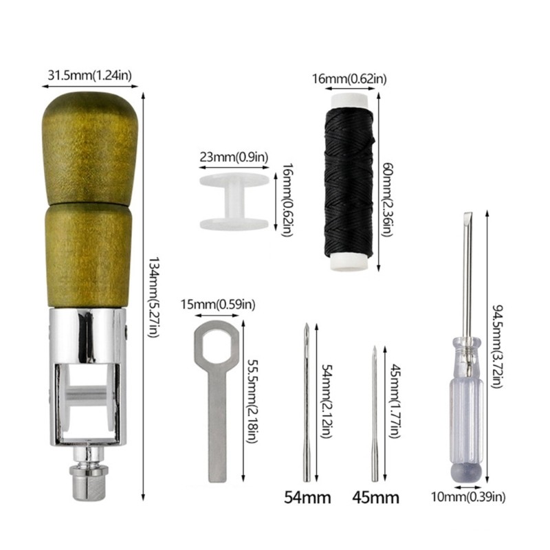 Sewing Awl Kits Leather Sewing Awl Thread Kits Handle Stitching Awl ...