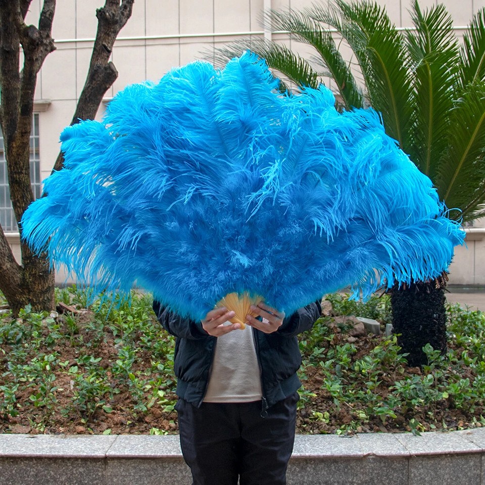 2023 women new Ostrich Feather Fan Carnival Party Feather Fan | eBay