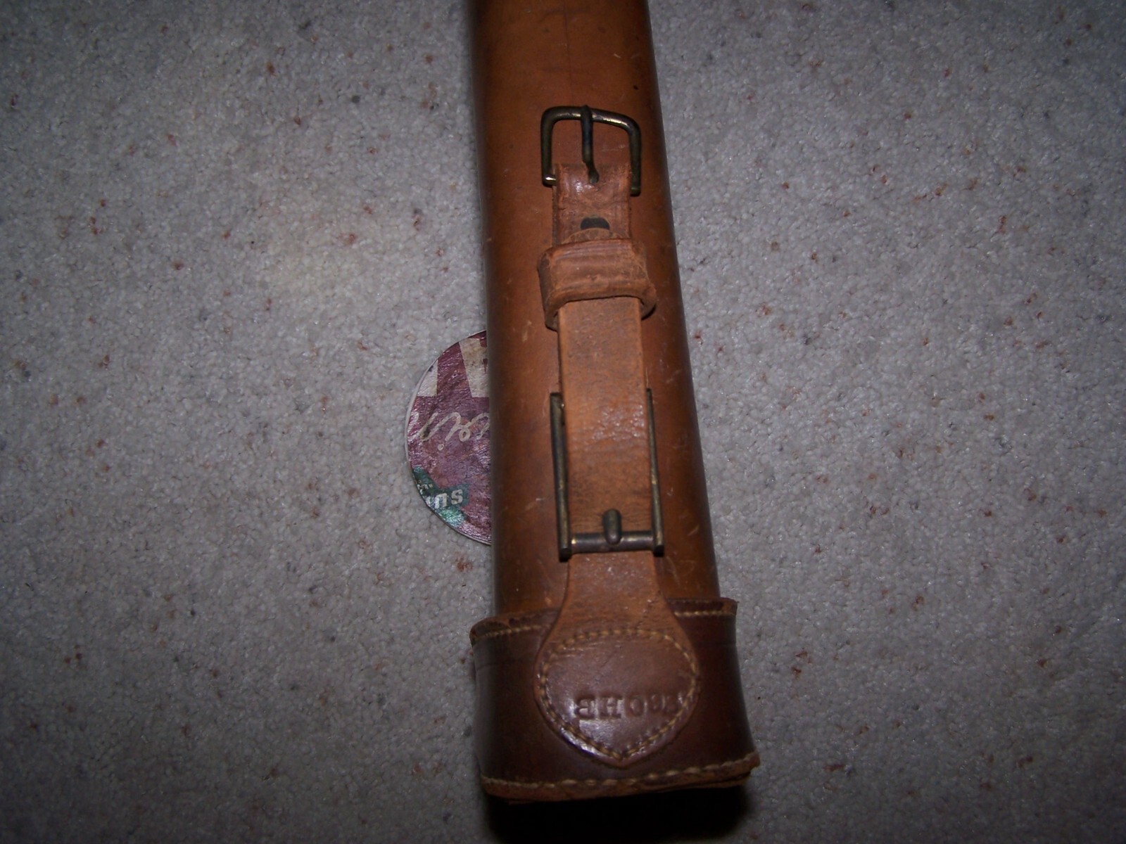 Antique/Vtg. 34" Leg of Mutton Leather Gun Case w/ Oval Brass Plate ...