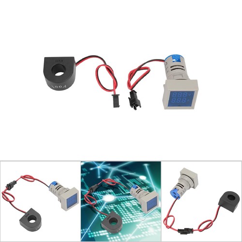 2in1 LED Indicator Light Mini Digital Ammeter/Voltmeter Square Lamp ...