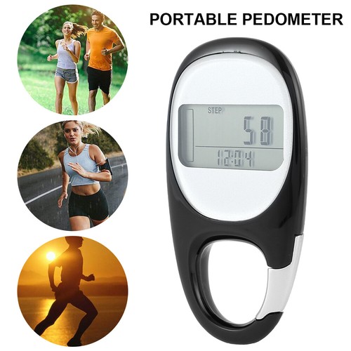 3D Calorie Pedometer Portable Sports Carabiner Clip Walking Digital ...