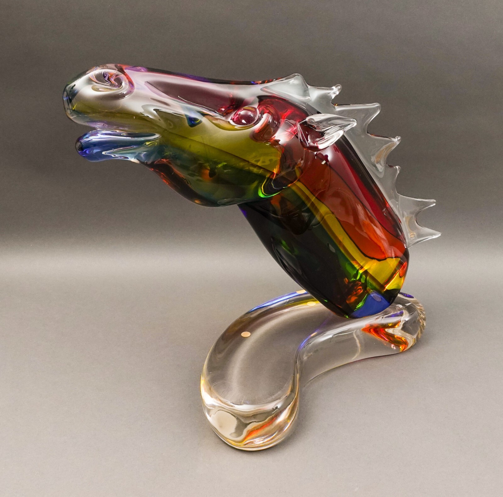 Archimede Seguso Murano Signed Italian Sommerso Glass Large Horse ...