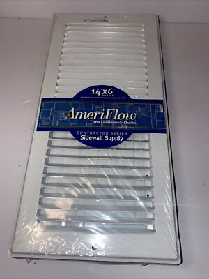 AmeriFlow 14x6 Sidewall Ceiling Adjustable Register Steel White 382W ...