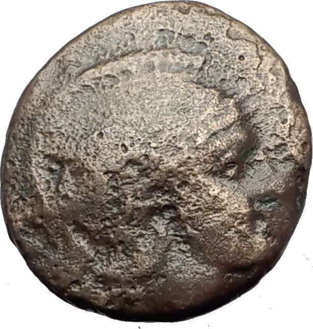 MYRINA in AEOLIS 400BC Authentic Ancient Greek Coin ATHENA & AMPHORA ...