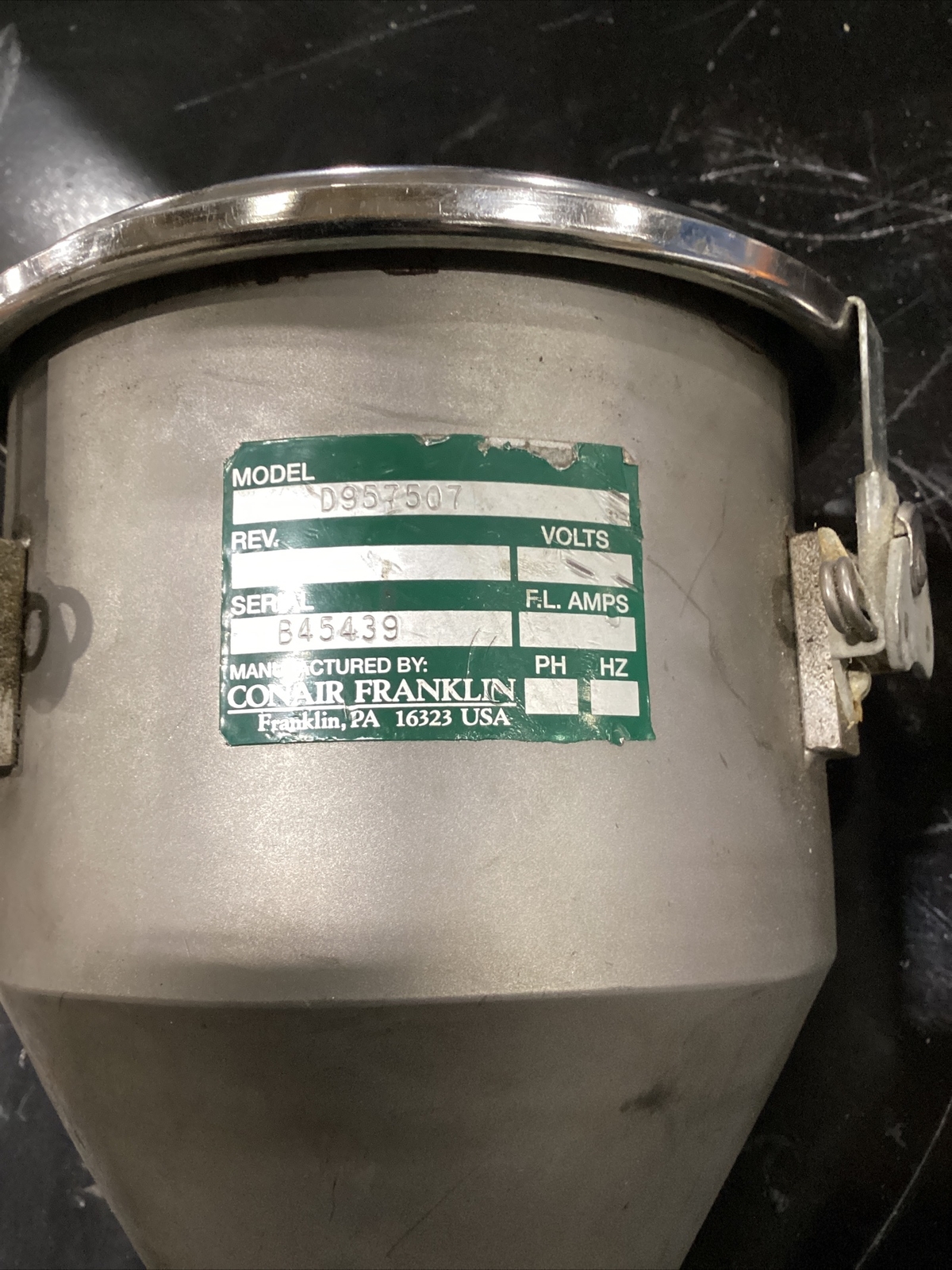 Conair Franklin Loader / Hopper Stainless Steel (Model ?? D957507 ...