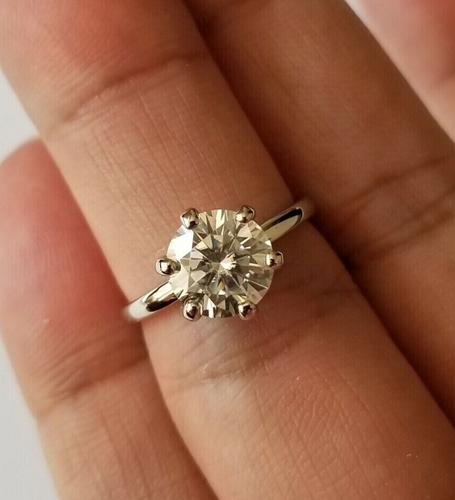 2 Ct Simulated Dimaond Classic Solitaire Engaagement Ring 14k White ...