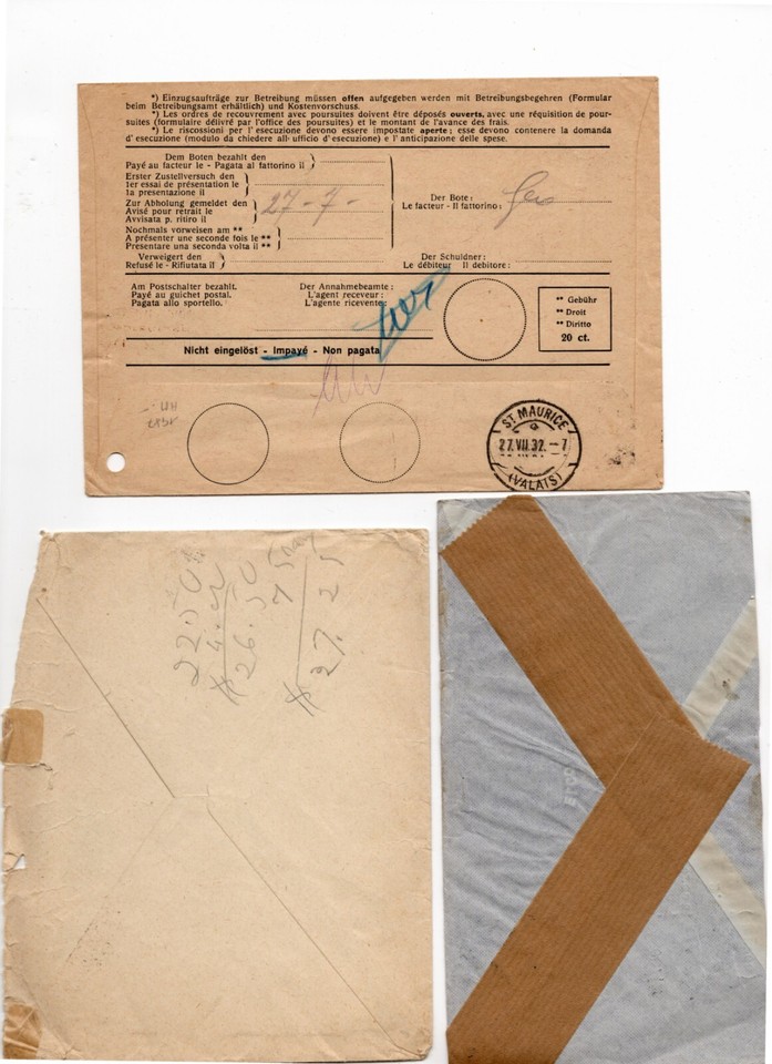 3 Papier/Brief mit Schweizer Marken, switzerland stamps on letter/paper ...