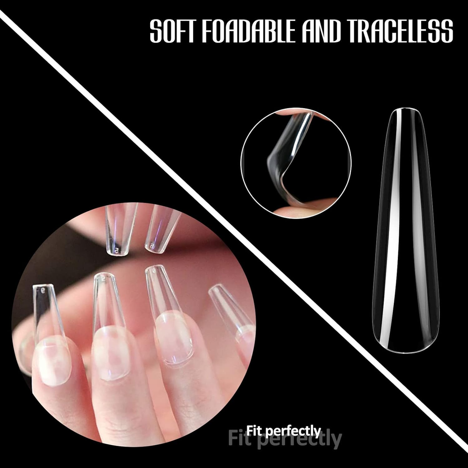 504 PCS Long Stiletto Nail Tips Acrylic Nails Artificial Half False ...