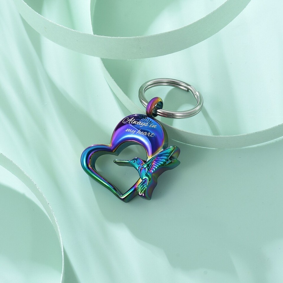 Hummingbird Cremation Keychain Ashes Holder Urn Locket Stainless Steel ...