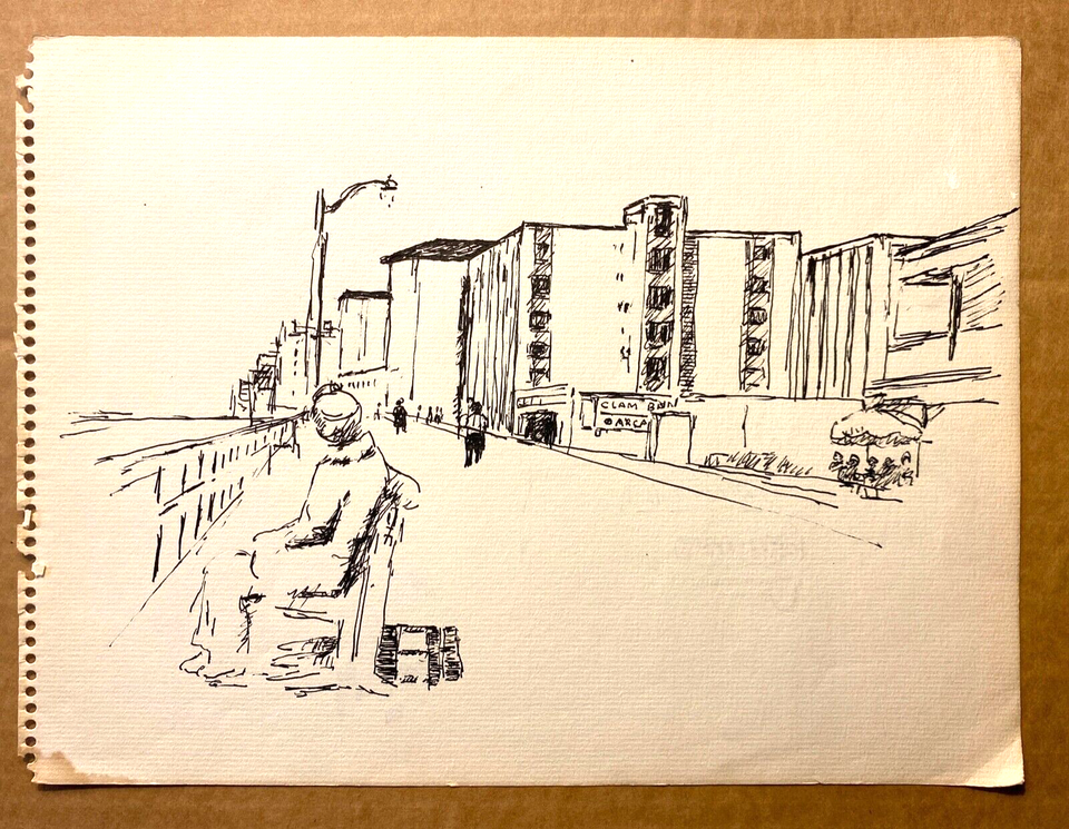 Hayward Cirker 1970s Caribbean Coastal Boardwalk Ink Drawing | eBay