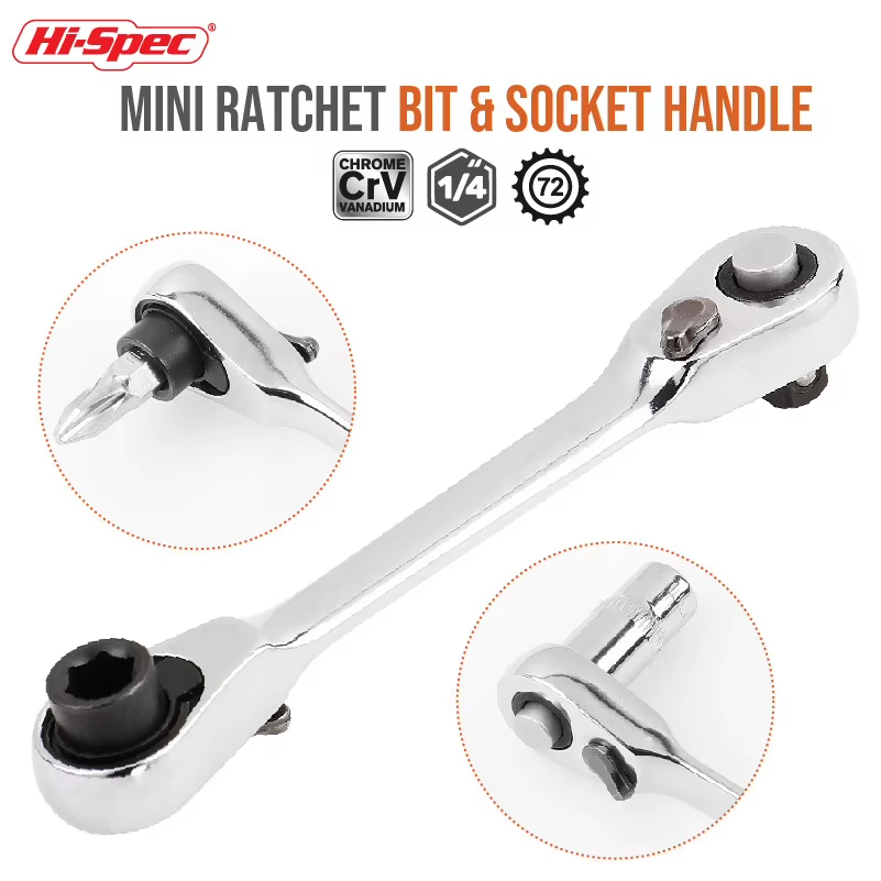 72 Teeth Mini 1/4 Inch Double Ended Quick Socket Ratchet Wrench Socket ...