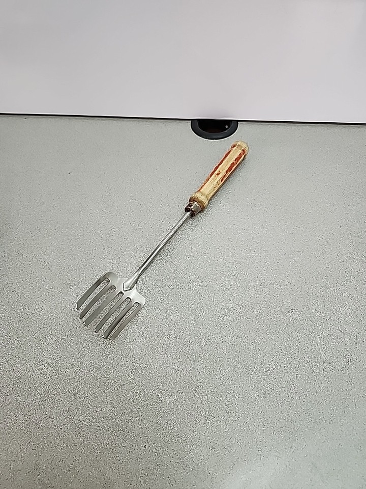 Vintage Foley Mpls 6 Tine Stainless Pastry Fork Wood Handle Blend Whip ...