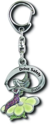 Guardian Angel Drive Safely Glow in the Dark Keyring Sister Charm | eBay