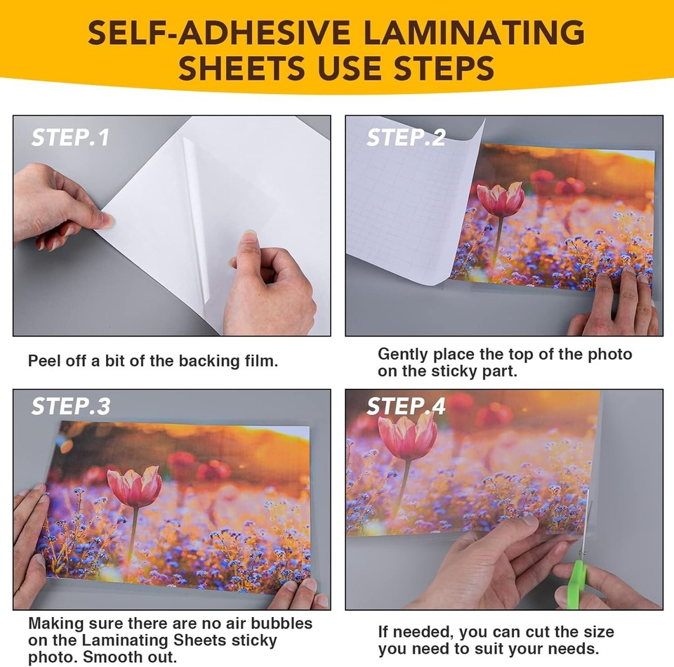 25 Pack Self Adhesive Laminating Sheets, 9 X 12 Inch, Clear Sticker ...