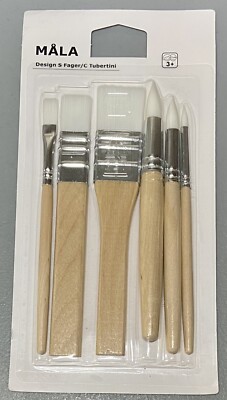 New Ikea MALA 6 PC Wood Handle Paint Brush Set Fager/Tubertini Arts ...