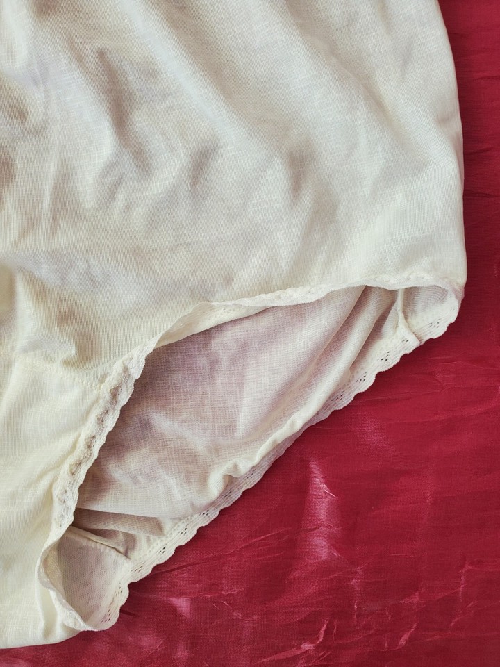 Vtg Sheer Hi Panties Shiny Silky Nylon Gusset Lace Sz 6 Sissy Sexy