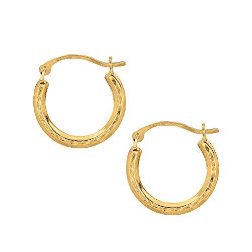 10K Real Yellow Gold Tubular Hoops Hoop 2x15mm | eBay