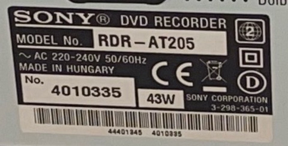 Sony DVD Recorder RDR-AT 205, Schwarz | eBay.de