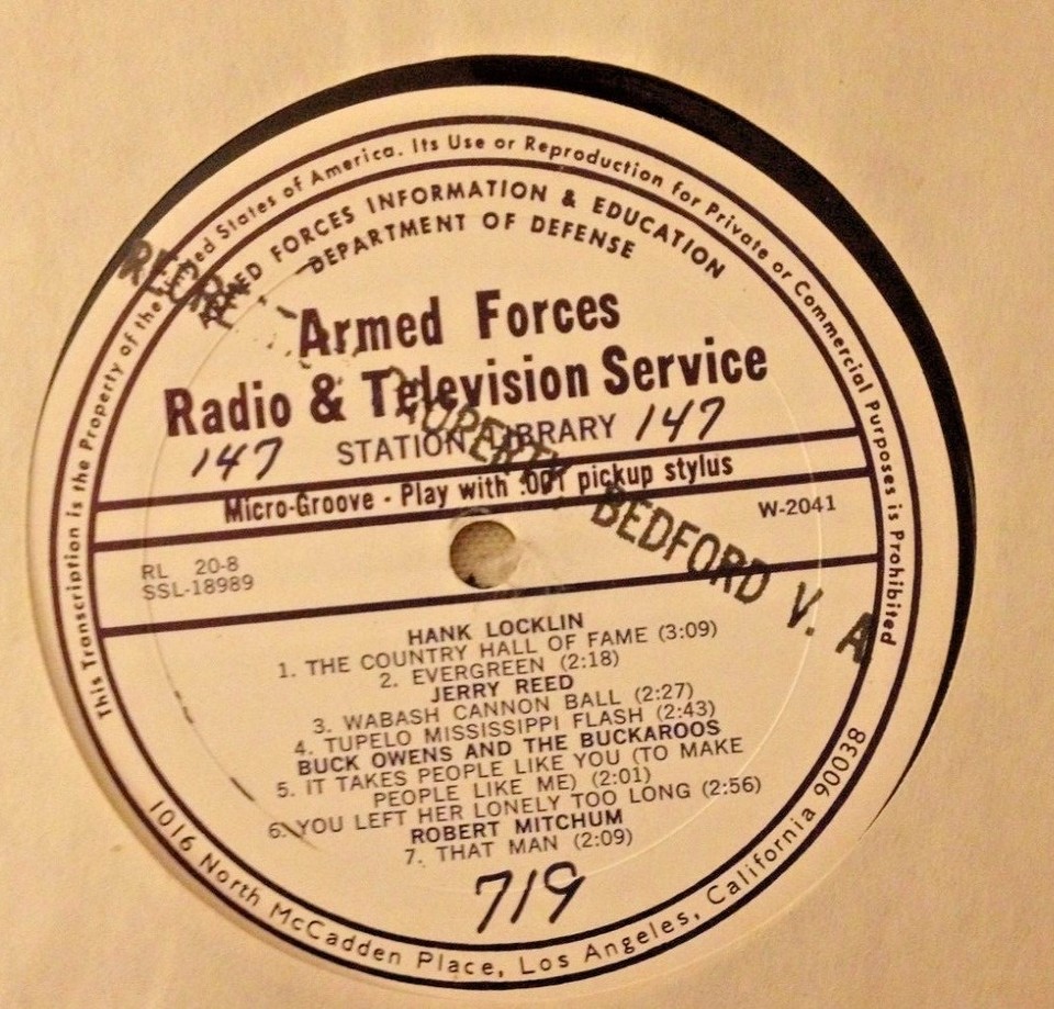 RADIO SHOW: AFN RL20-8 HANK LOCKLIN, JERRY REED, BUC OWENS, CONNIE ...