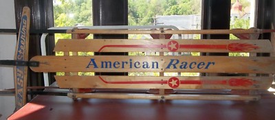 Vintage AMERICAN RACER Sled TOBOGGAN 60" Wood & Metal | eBay
