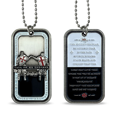 Knights Templar Dog Tag Pendant Crusader Brofist Brotherhood Life Creed ...