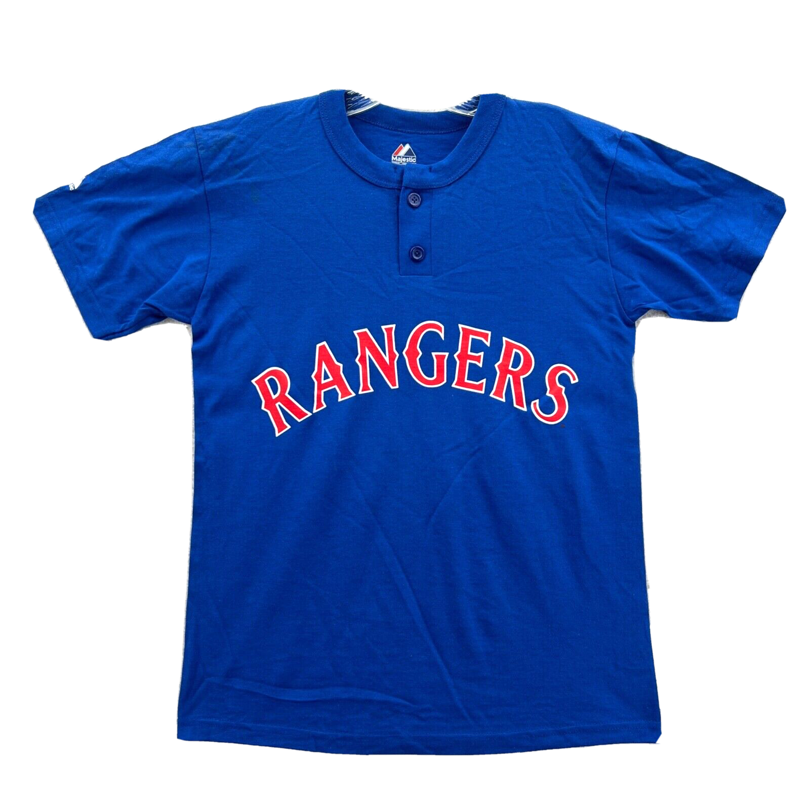 Texas Rangers Shirt Boys Large Blue MLB Jersey Henley Collar Youth ...