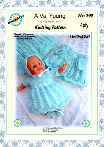 DOLLS KNITTING PATTERN No 292 by Val Young to fit 9"-10" doll 4ply yarn ...