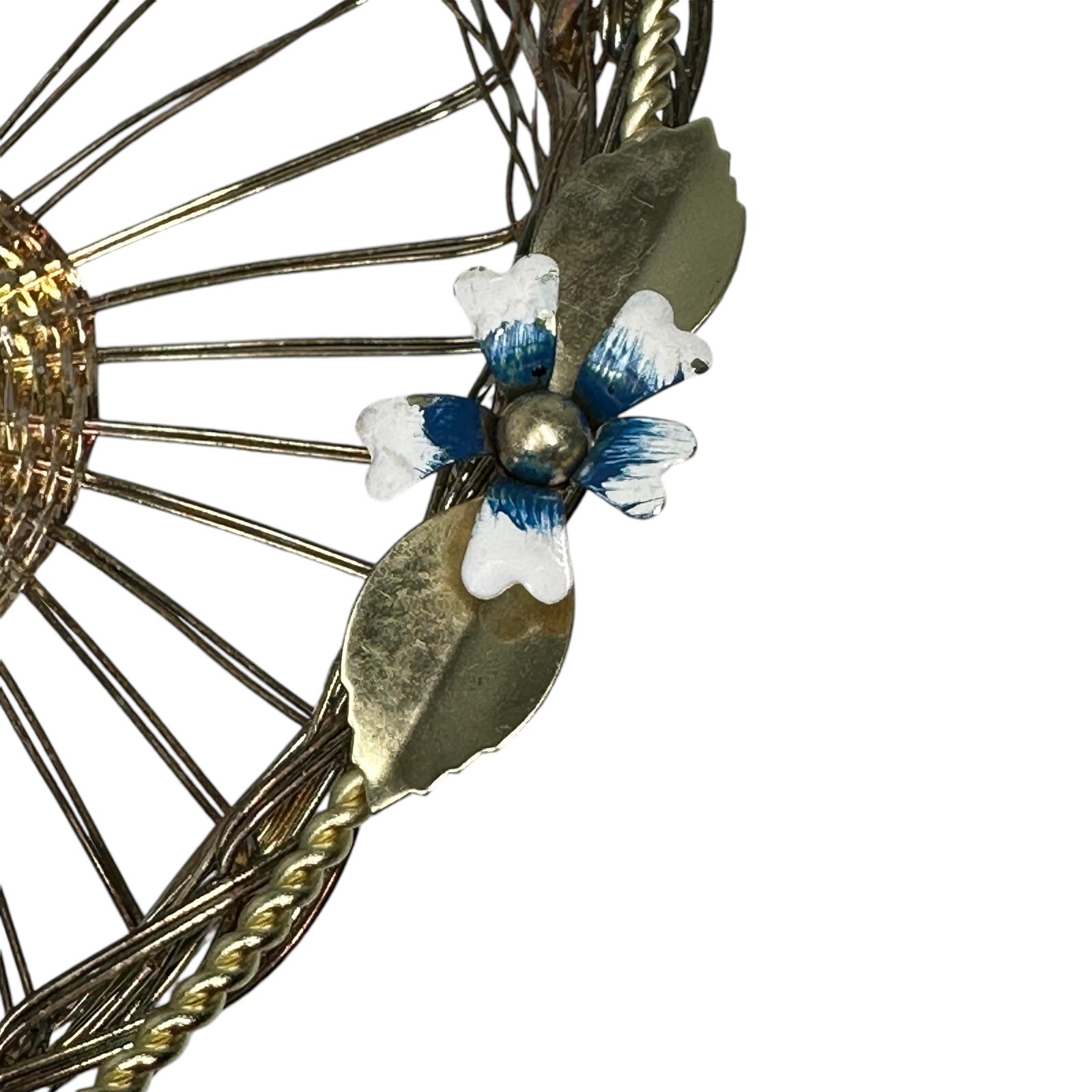 1950s Tole Basket with Heart Shape & Sweet Flowers Shabby 40s 50s Metal ...