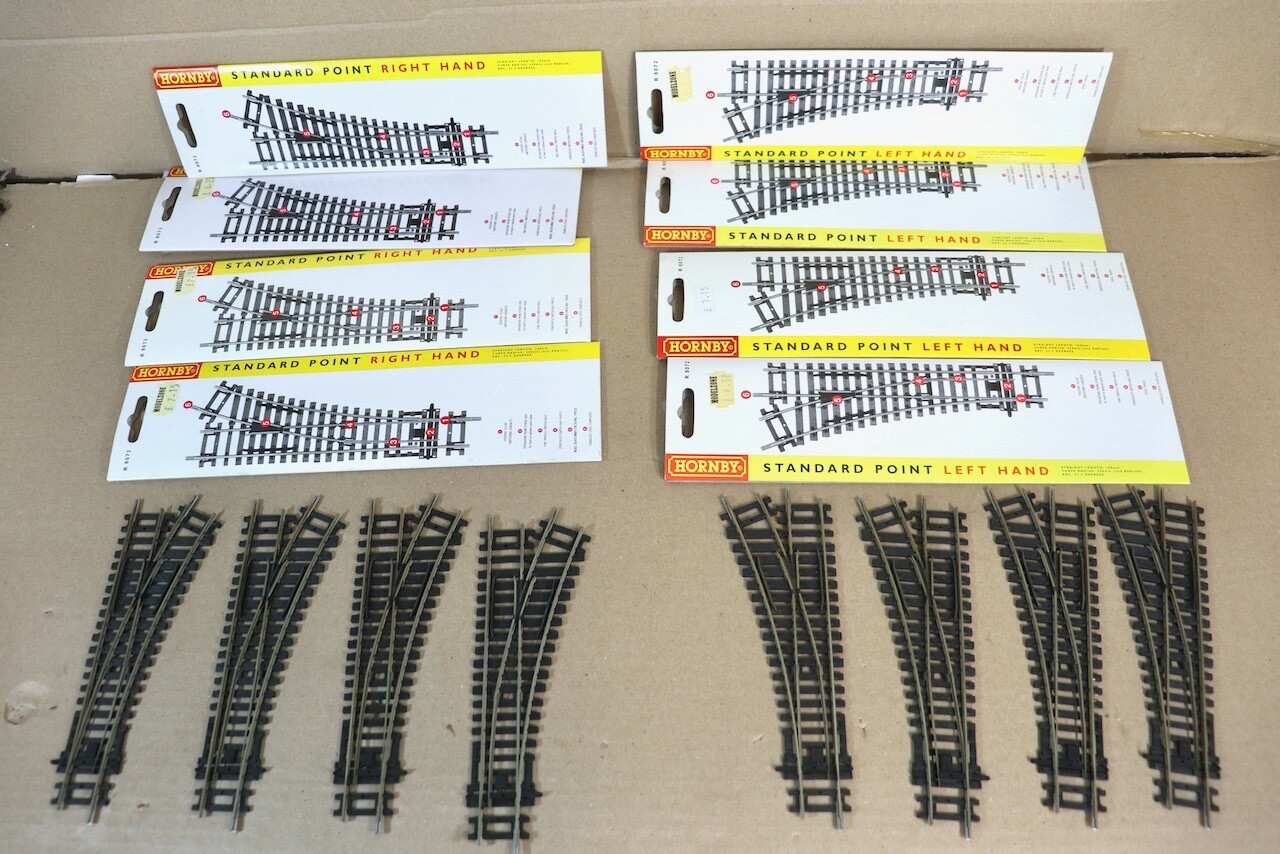 HORNBY OO GAUGE SET of 4 x R8072 LEFT or 4 x R8073 RIGHT POINT SWICTH ...